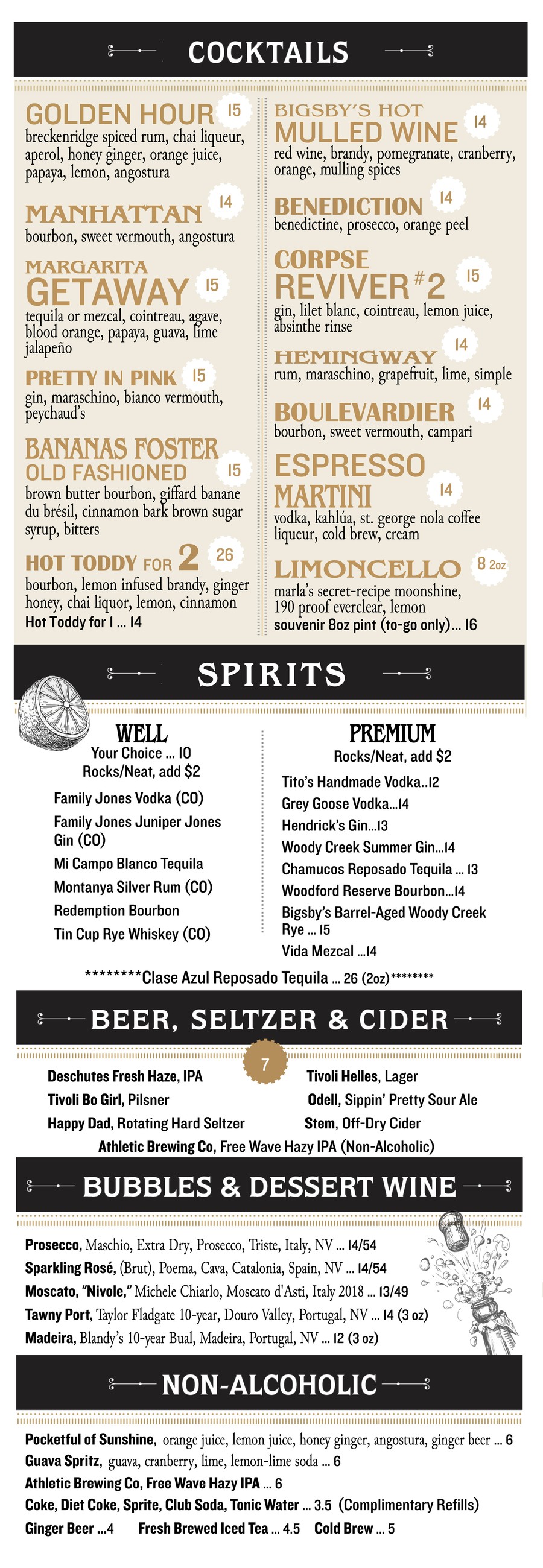 Bigsbys Folly Craft Winery - Sample Menu (Catering)